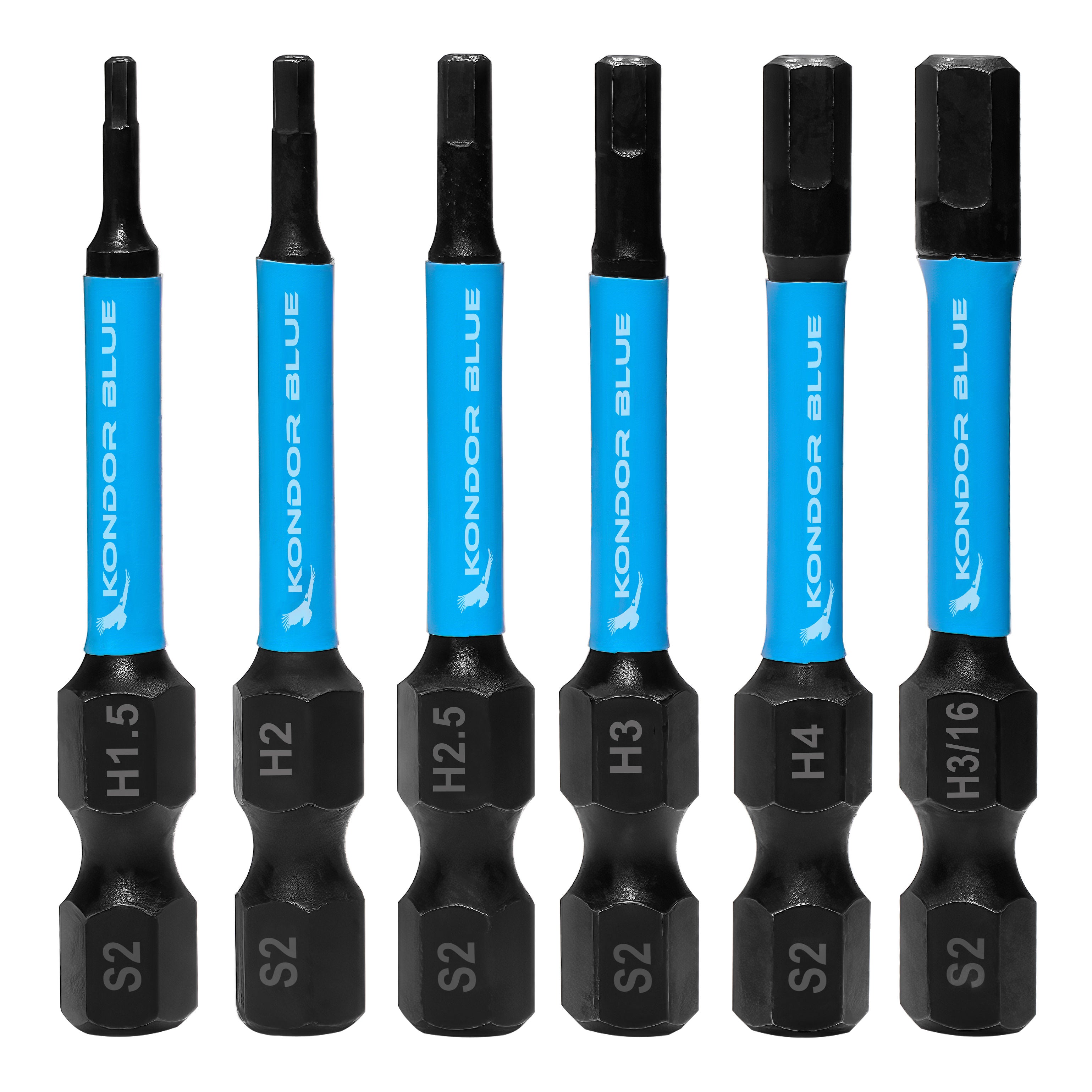 6 pack of Hex in 50mm BIT PACK – Kondor Blue