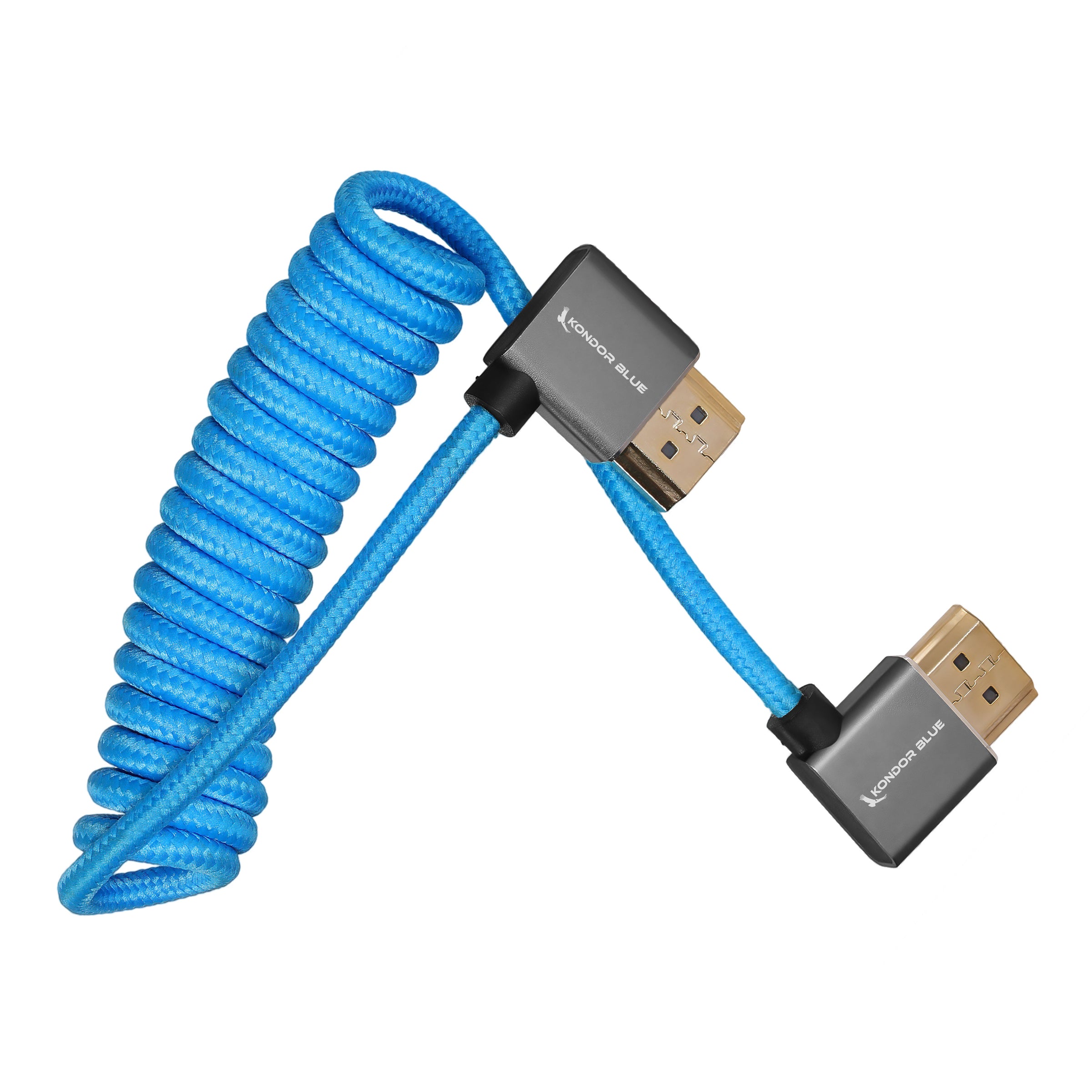 Right-Angle High-Speed 4K HDMI Cable - Coiled | Kondor Blue